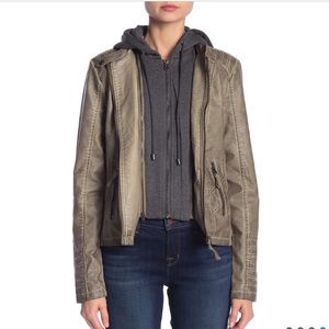 Sebby | Jackets & Coats | New Sebby Faux Leather Moto Jacket With Hood ...